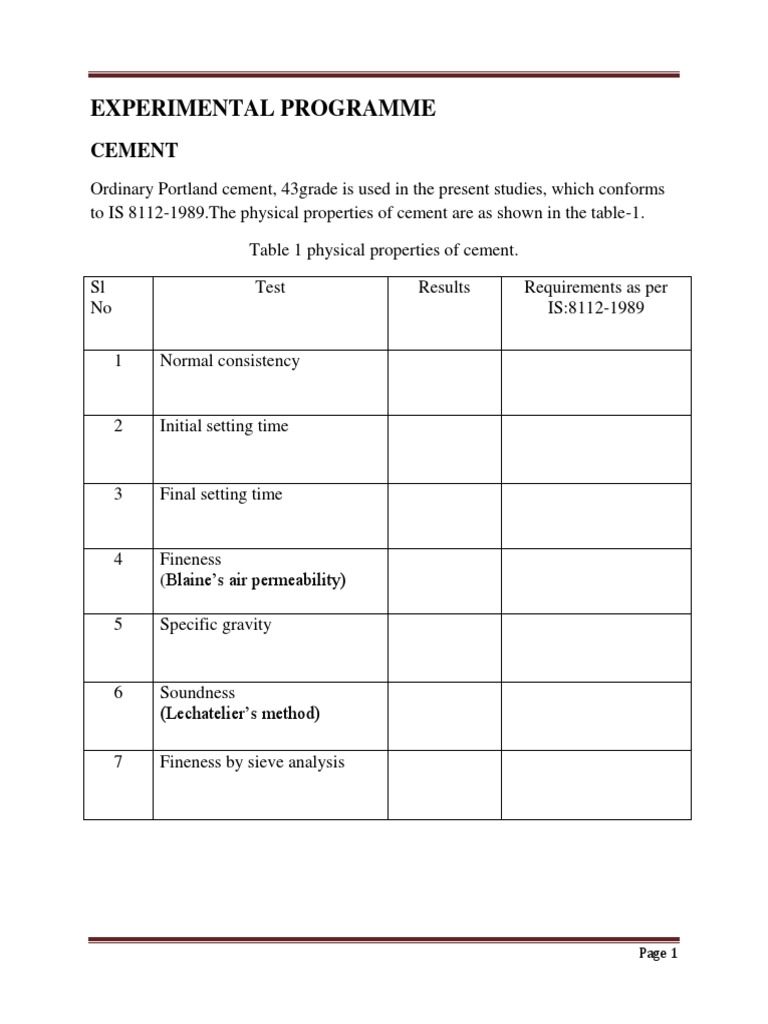 Experimental Programme | PDF