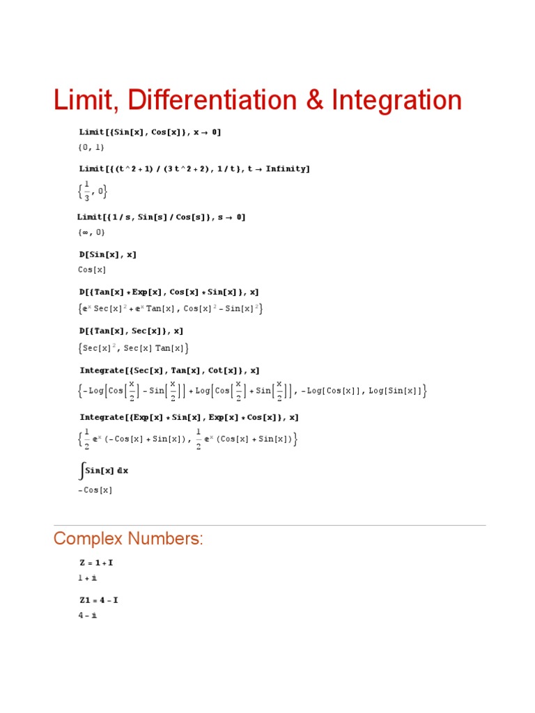 Limit, Differentiation & Integration: Complex Numbers | PDF