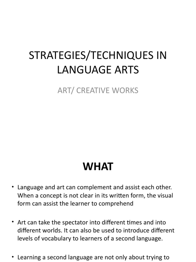 Strategies/Techniques in Language Arts: Art/ Creative Works | PDF
