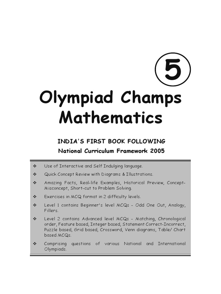 Olympiad Champs Mathematics Class 5 With Past Olympiad Questions 3rd ...