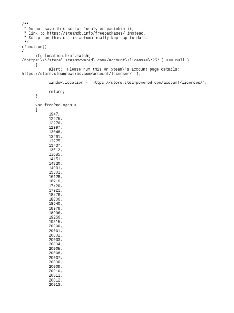 Steam Free Packages Script Guide | PDF | Web Development | Web Software