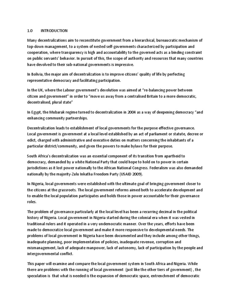 Nigeria and South Africa Local Government System | PDF | Local ...