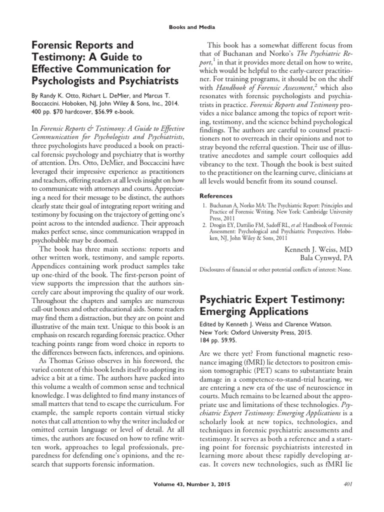 Forensic Reports and Testimony: A Guide To Effective Communication ...