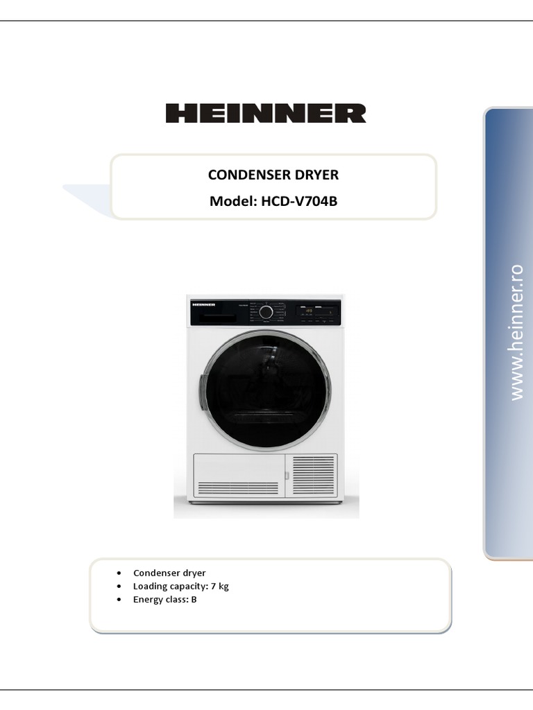 Manual Uscator de Rufe Heinner | PDF | Clothes Dryer | Washing Machine