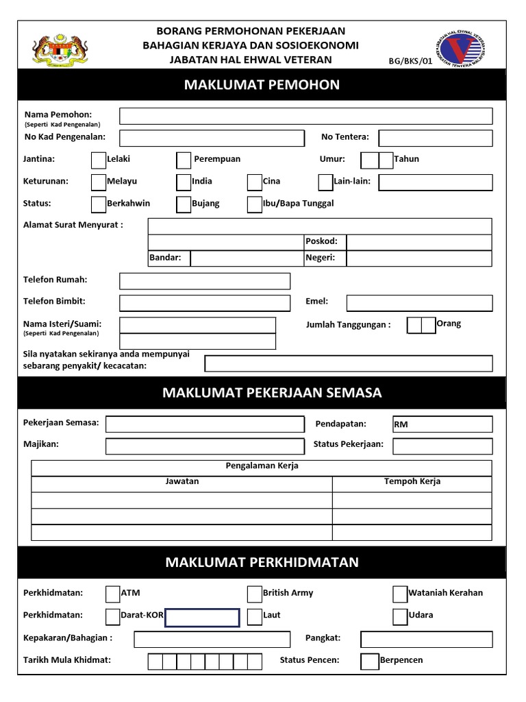 Borang Permohonan Kursus | PDF