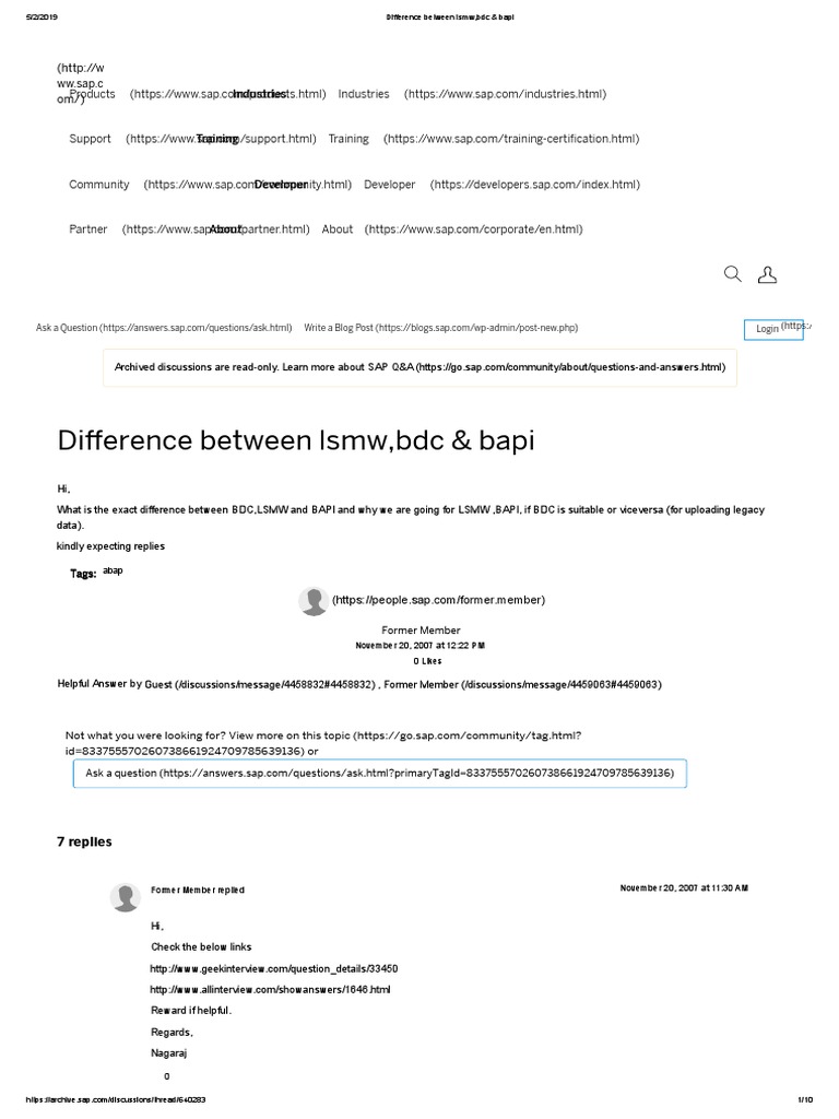 Difference Between LSMW, BDC & Bapi | PDF | Database Transaction | Computer Program