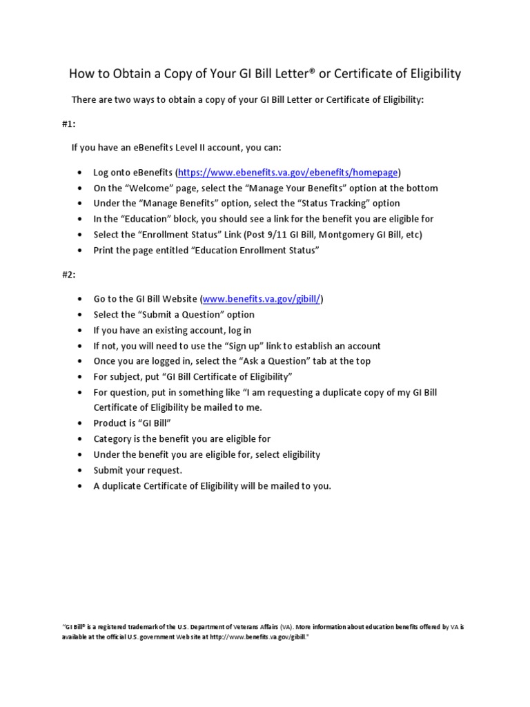How to Get Your GI Bill Certificate | PDF