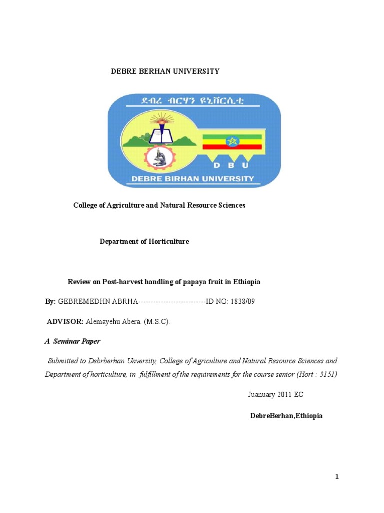 Debre Berhan University: ADVISOR: Alemayehu Abera. (M.S.C) - A Seminar Paper | PDF | Nature