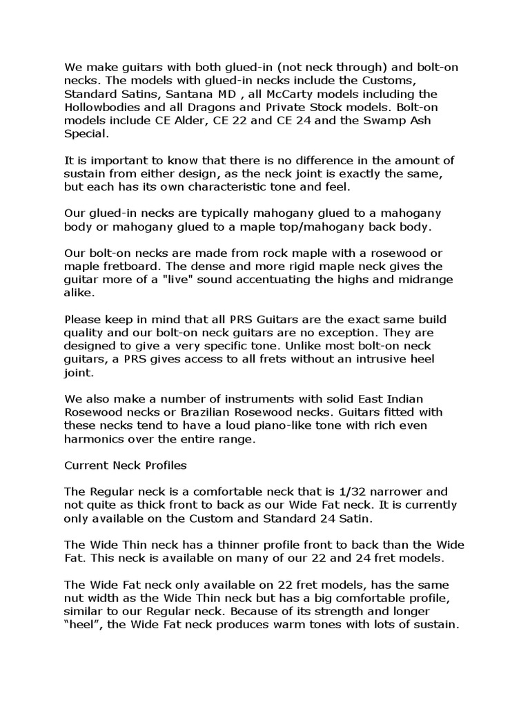 Prs Neck | PDF | Guitars | Gaiaphones