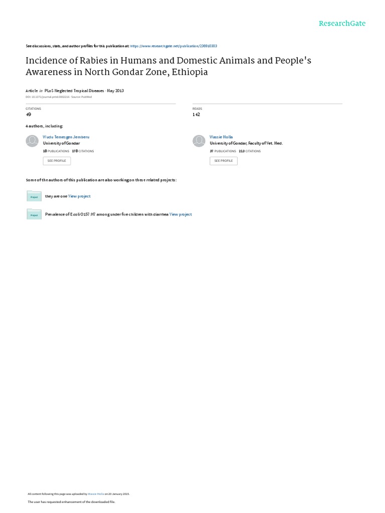 Incidence of Rabies in Humans and Domestic Animals PDF | PDF | Rabies ...