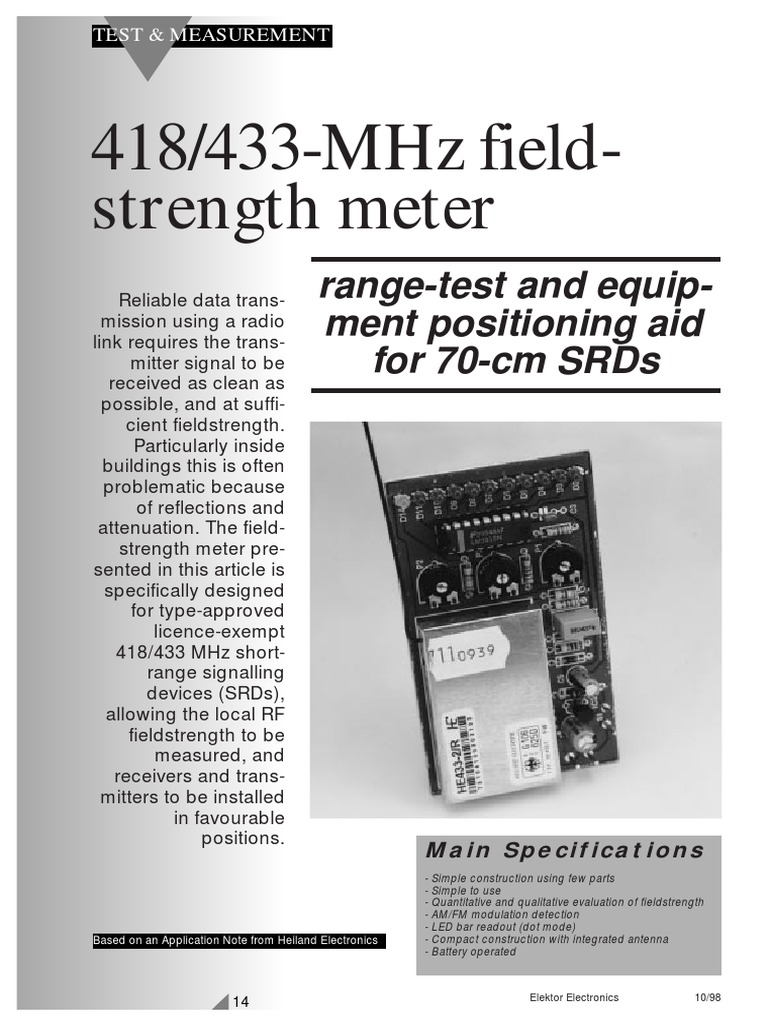 433MHz Strength Meter | PDF | Decibel | Information And Communications ...