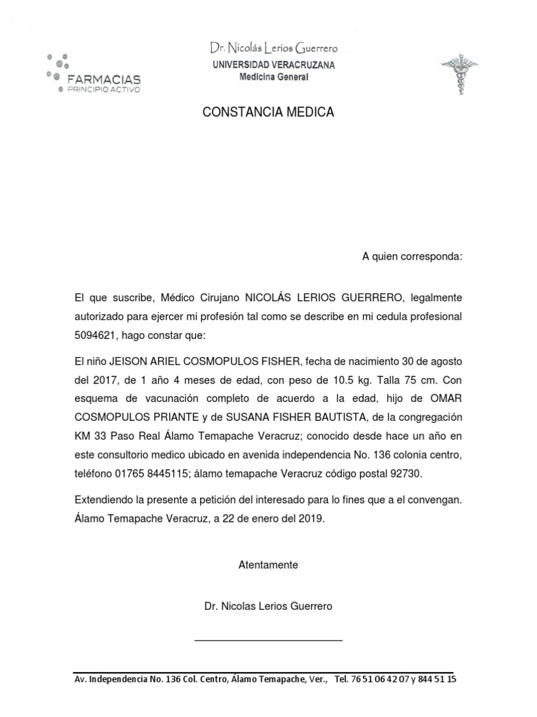 Constancia Medica | PDF