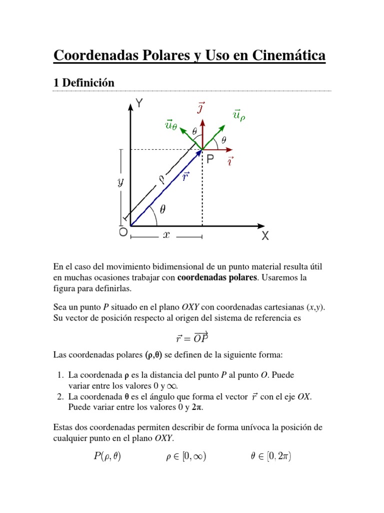 Coordenadas Polares y Uso en Cinemática | PDF | Sistema coordinado | Vector Euclidiano