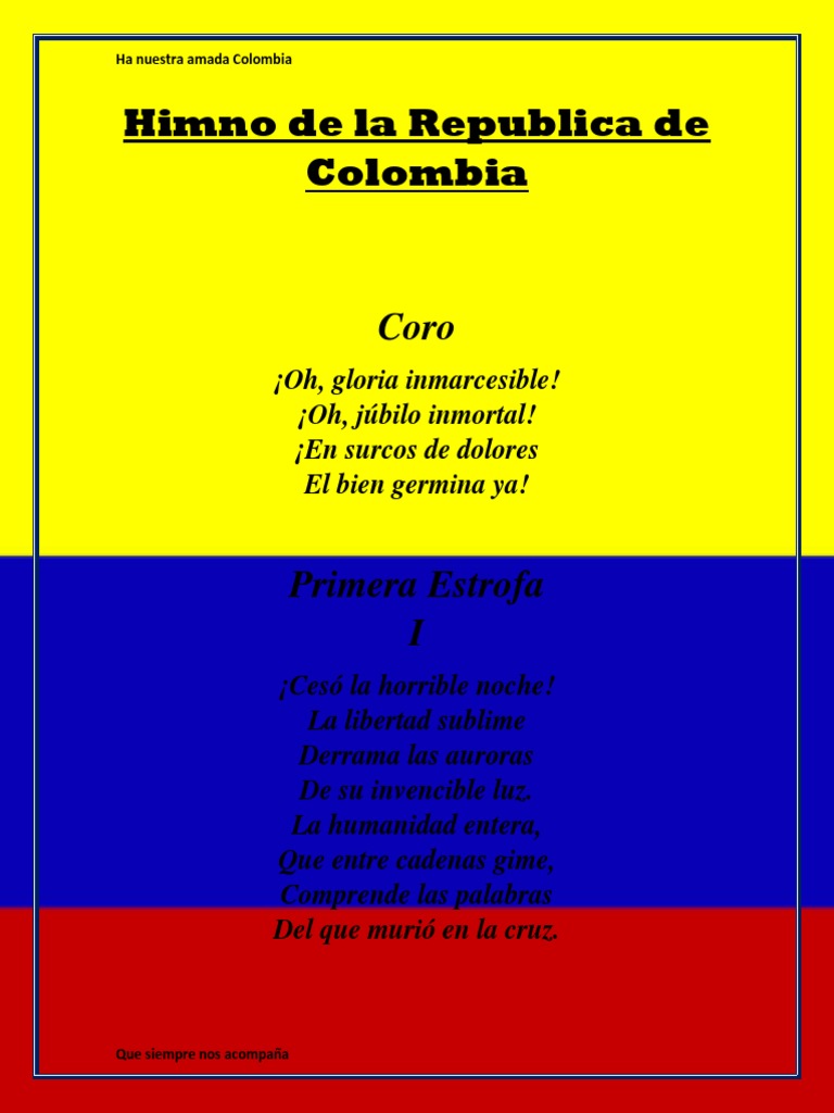 Himno De La Republica De Colombia Documento 4 Pdf Colombia