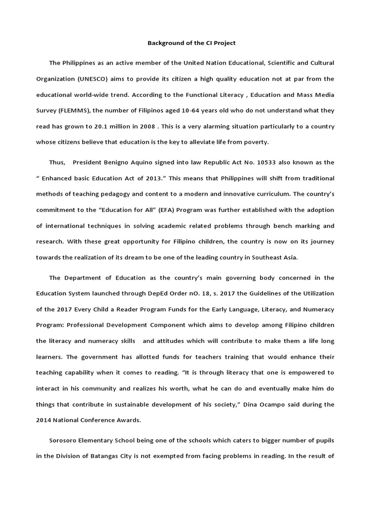 CI Project for Struggling Readers | PDF | Literacy | Philippines