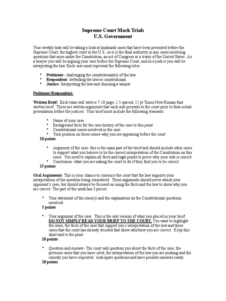 Moot Court Assignment | PDF | Brief (Law) | Supreme Court Of The United ...