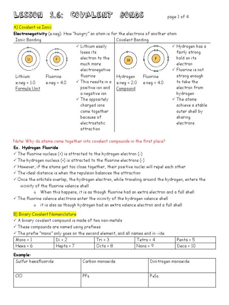 1.6 Bonding Continuum - Covalent Bonds | Download Free PDF | Covalent ...