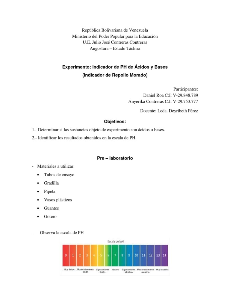 Indicador de pH con Repollo Morado | PDF | Laboratorios | Ph