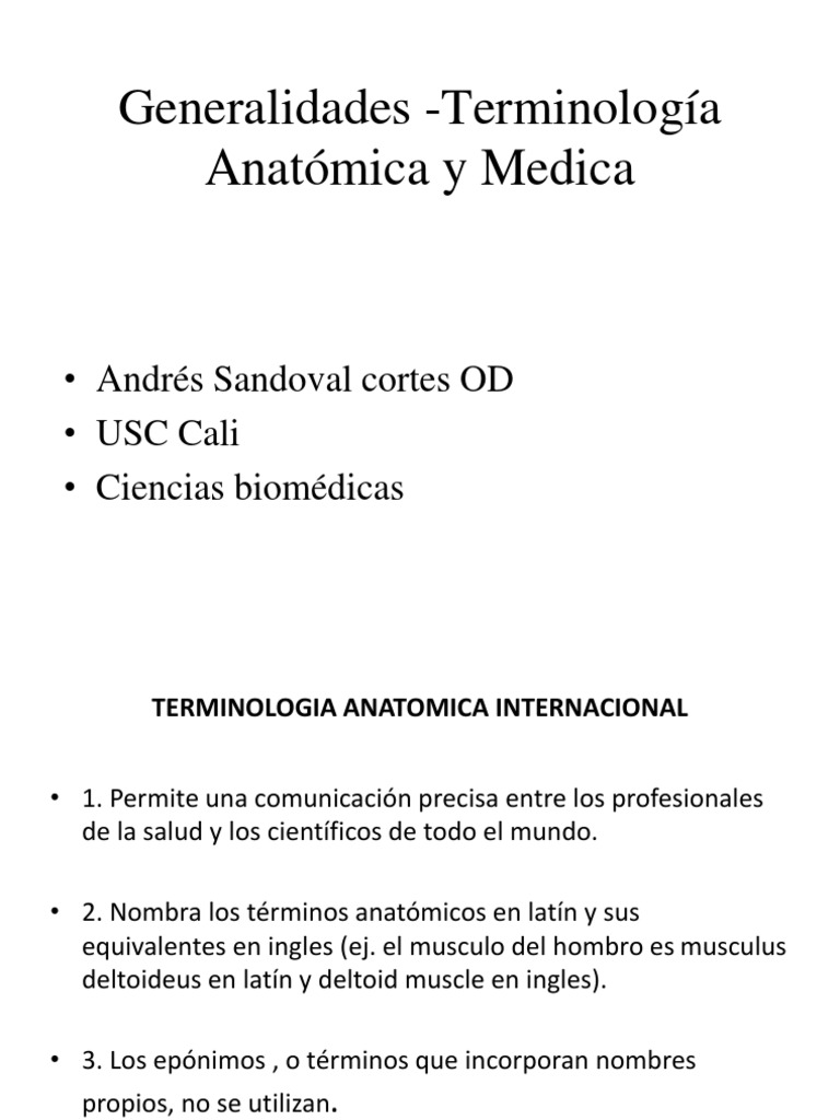 TERMINOLOGIA ANATOMICA Y MEDICA 1 (1).pptx | Articulación | Contracción ...