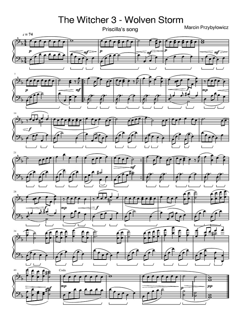 The Witcher 3 - Wolven Storm - Bass Clef Duet PDF | PDF