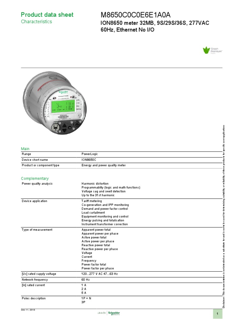 PowerLogic ION8650 Meter Overview | PDF | Ac Power | Electromagnetism
