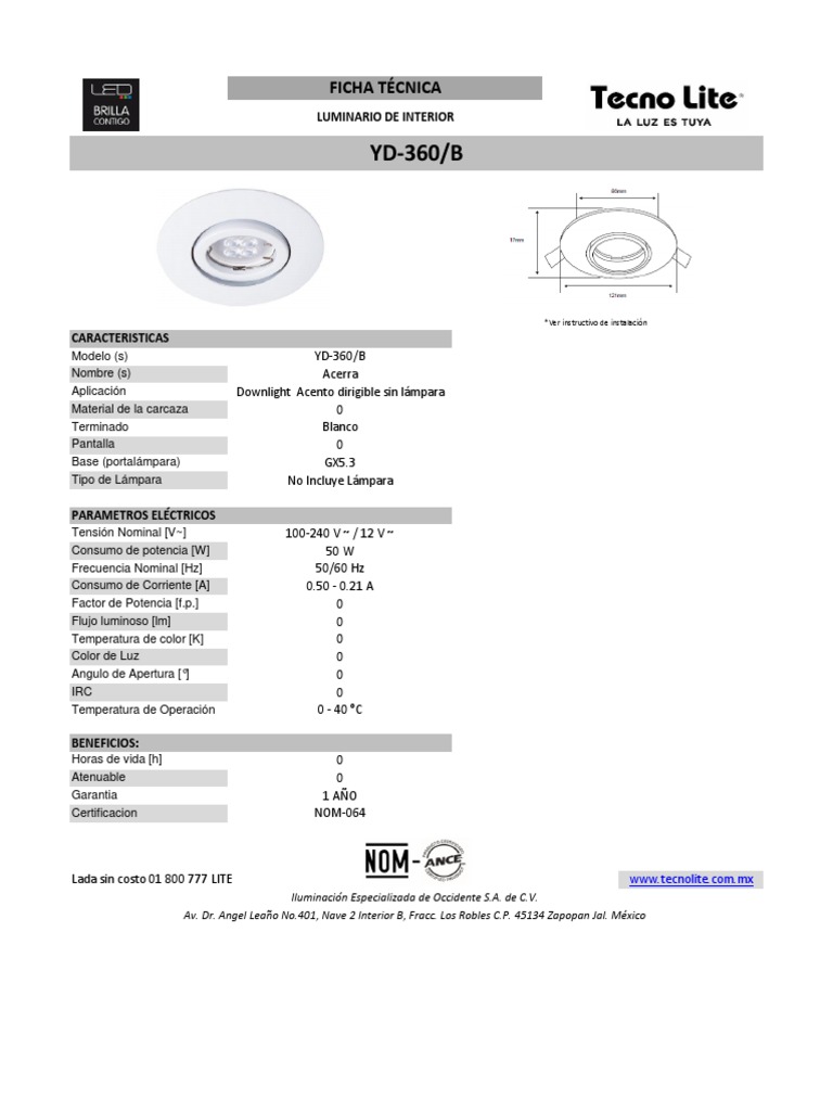 Yd 360 B Ficha Tecnica | PDF