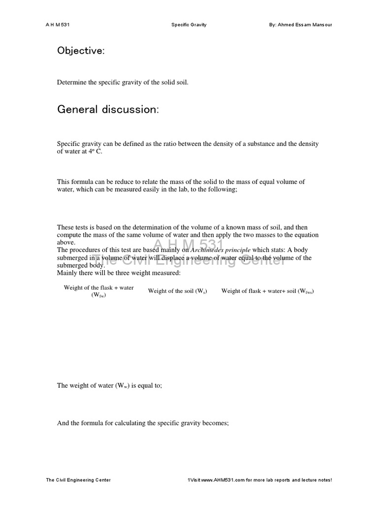 Specific Gravity - Set 1 | PDF | Density | Volume
