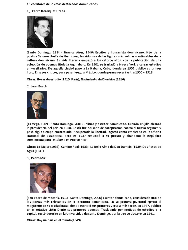 10 Escritores Dominicanos Destacados | PDF | República Dominicana | Poesía