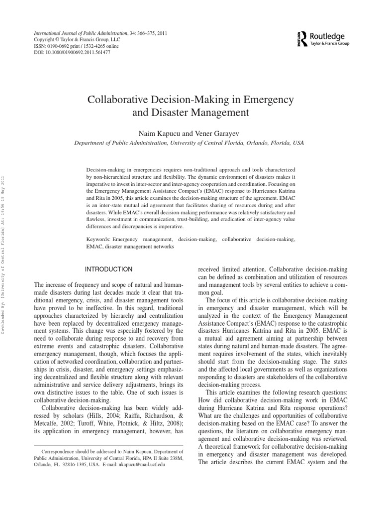 Collaborative Decision-Making in Emergen PDF | PDF | Decision Making ...
