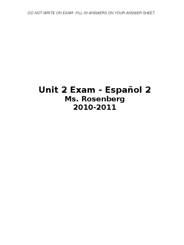 Examen Español 2: Instrucciones y Preguntas | PDF | Idiomas