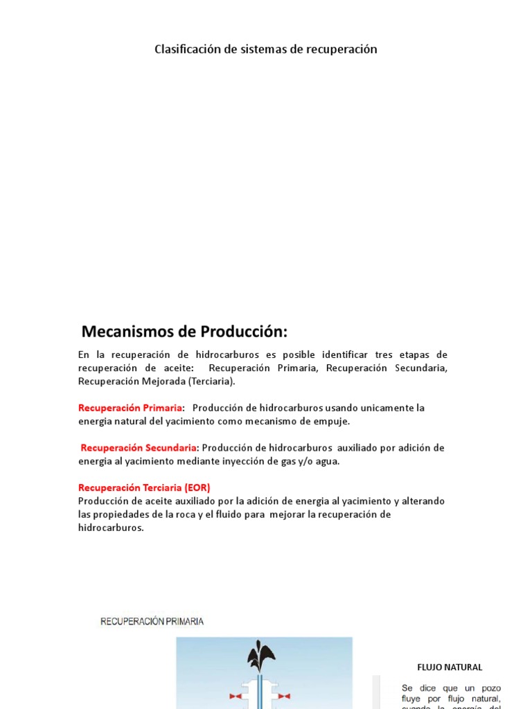 Clasificación de Sistemas de Recuperacion | PDF | Depósito de petróleo ...