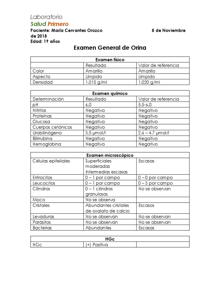 Examen General de Orina | PDF