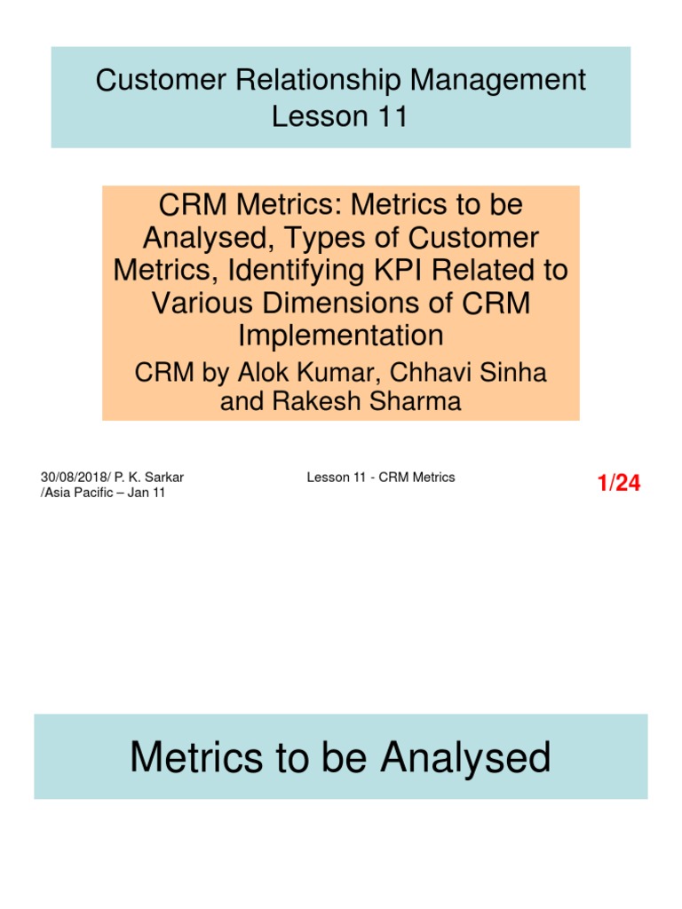 CRM - Lesson 11 - CRM Metrics (4186) | PDF | Performance Indicator ...