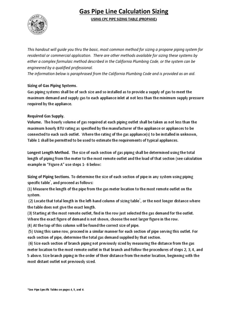 Gas Pipe Sizing (Propane) | PDF | Plumbing | Water Heating