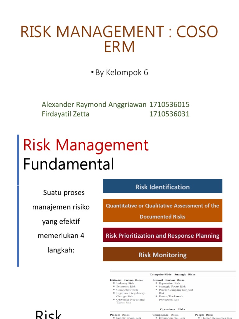 Risk Management: Coso ERM: - by Kelompok 6 | PDF | Risk Management | Risk