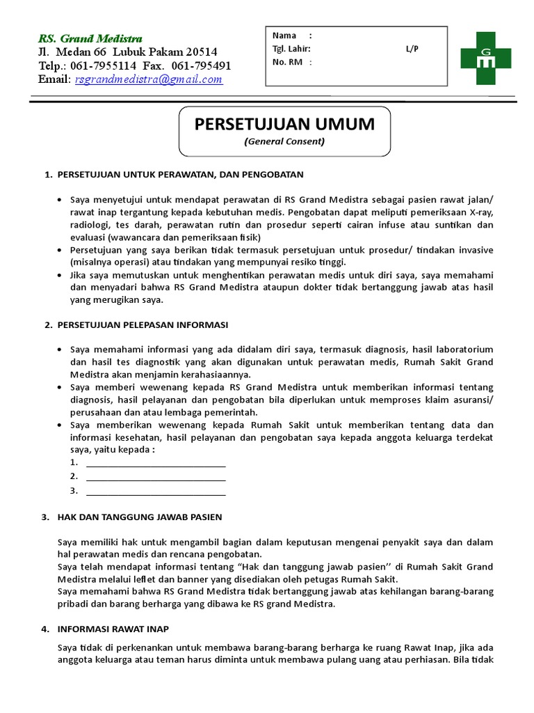 Formulir Persetujuan Umum (General Consent) | PDF