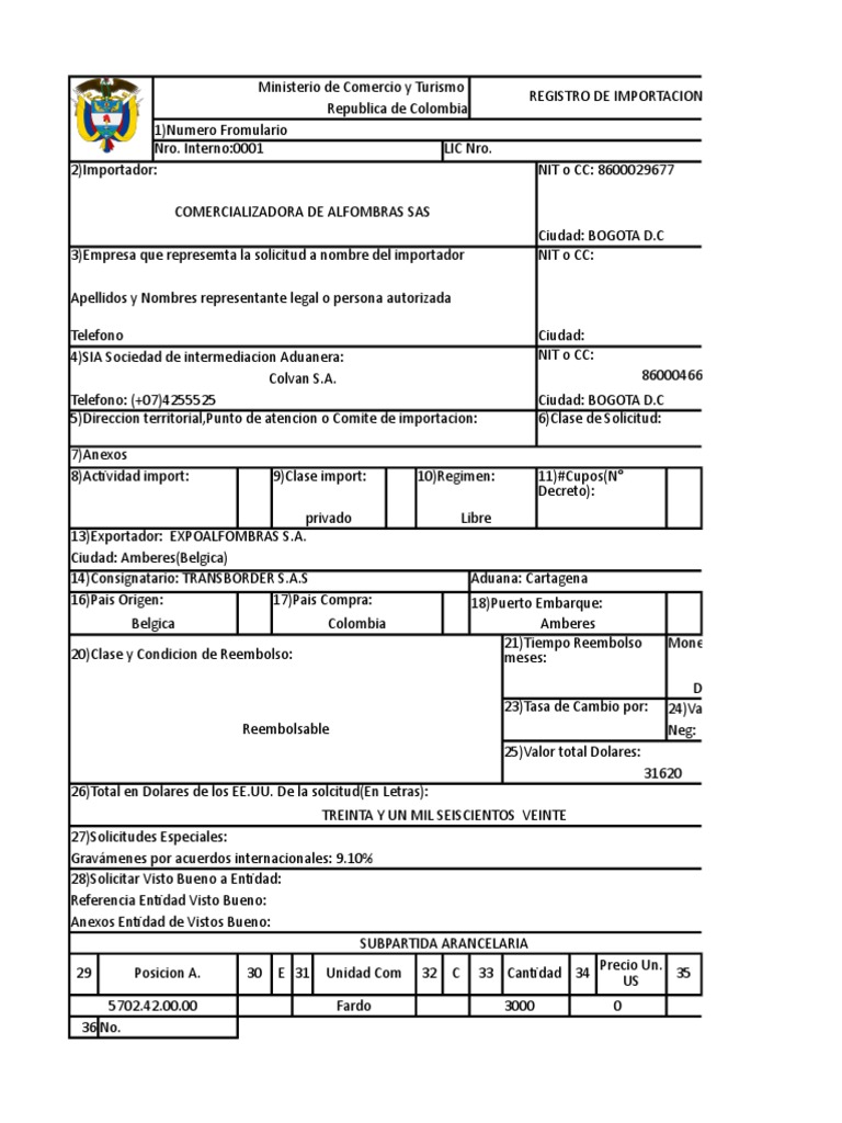 Registro de Importación | PDF | aduana | Colombia