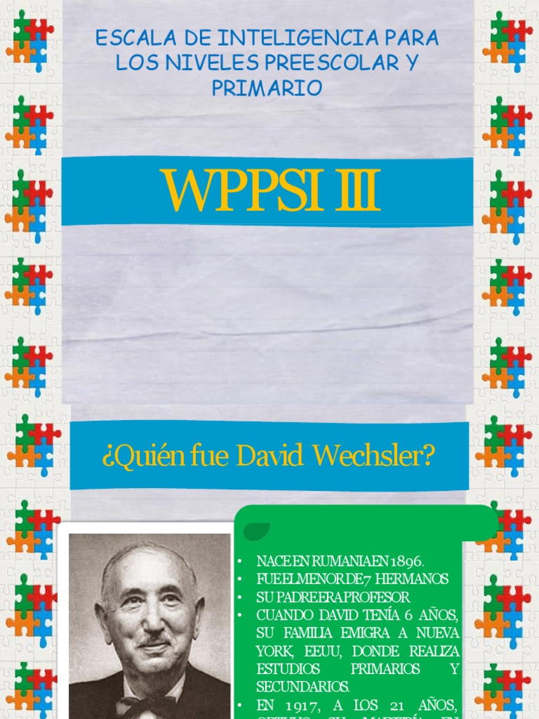 Escala WPPSI para Niños: Inteligencia y Evaluación | PDF | Inteligencia ...