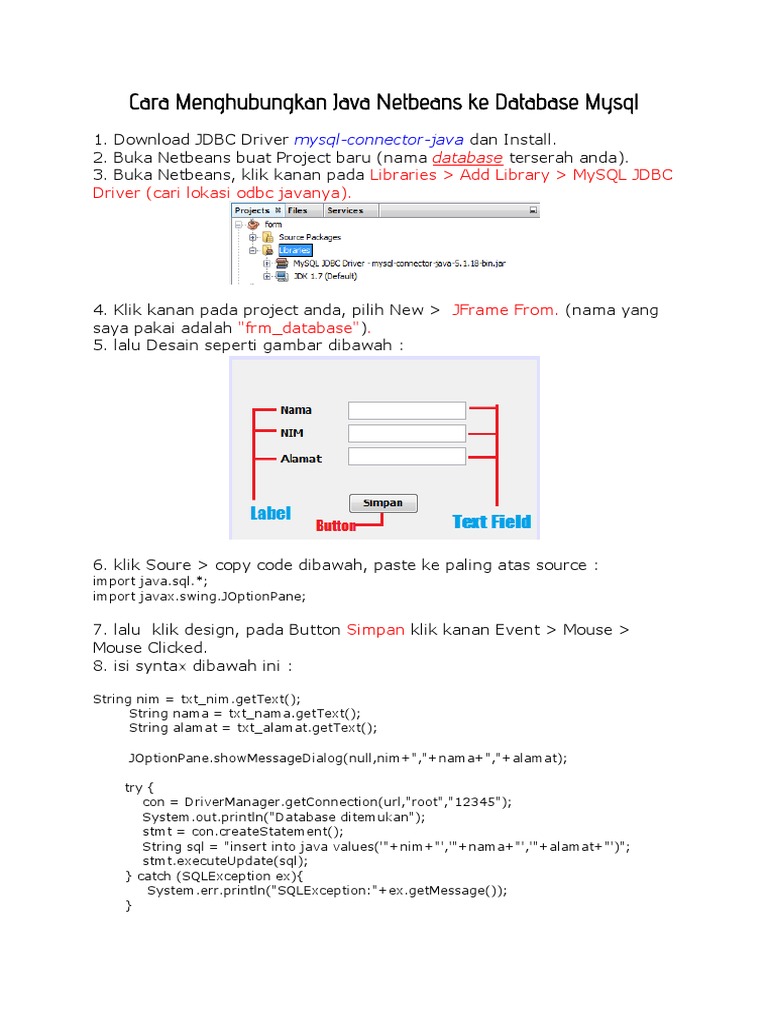 Cara Koneksi Mysql Di Java Netbeans | PDF