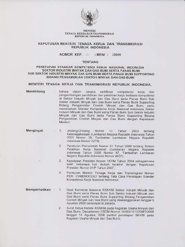 SKKNI 2009-182 - Pengambil Contoh | PDF