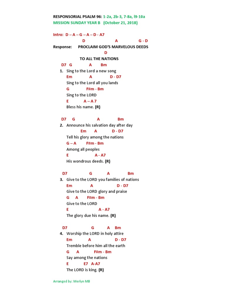 Psalm 96 Responsorial for Mass | PDF