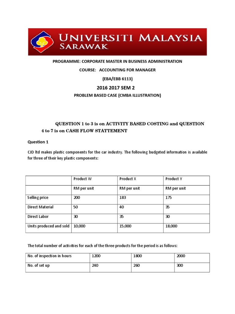 ABC and CashFlow Question | PDF | Expense | Dividend