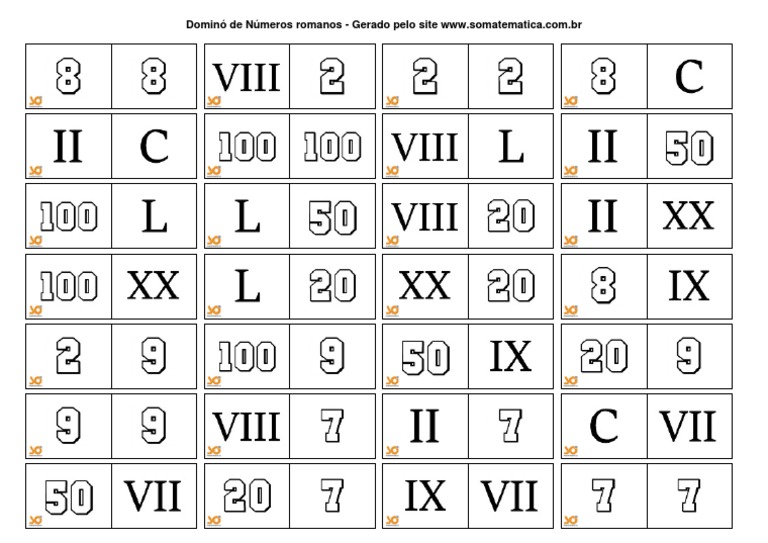 Dominó de Números Romanos Imprimible | PDF
