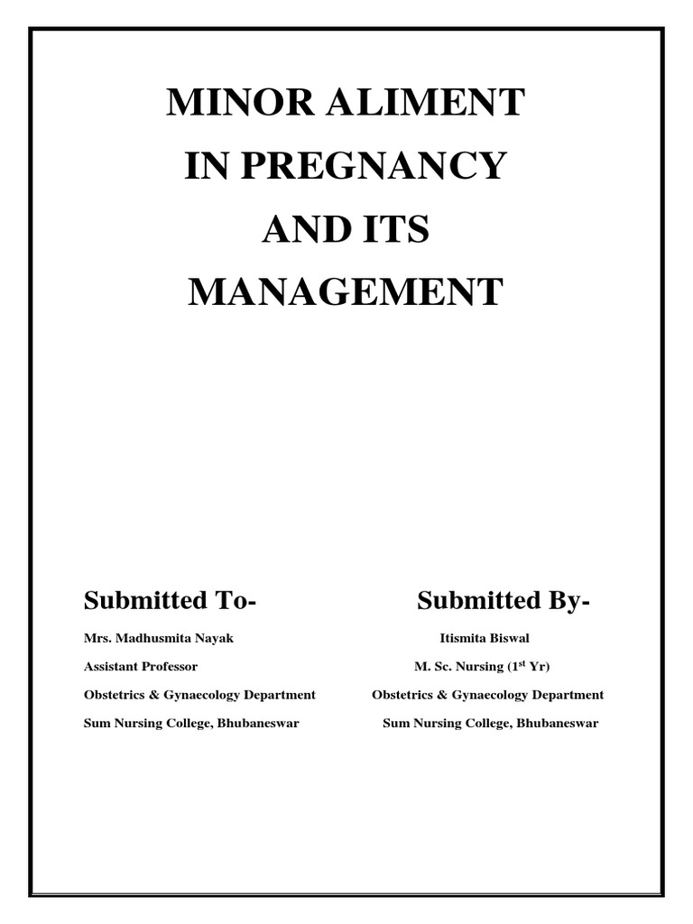 Minor Disorders Content..... | PDF | Nausea | Pregnancy