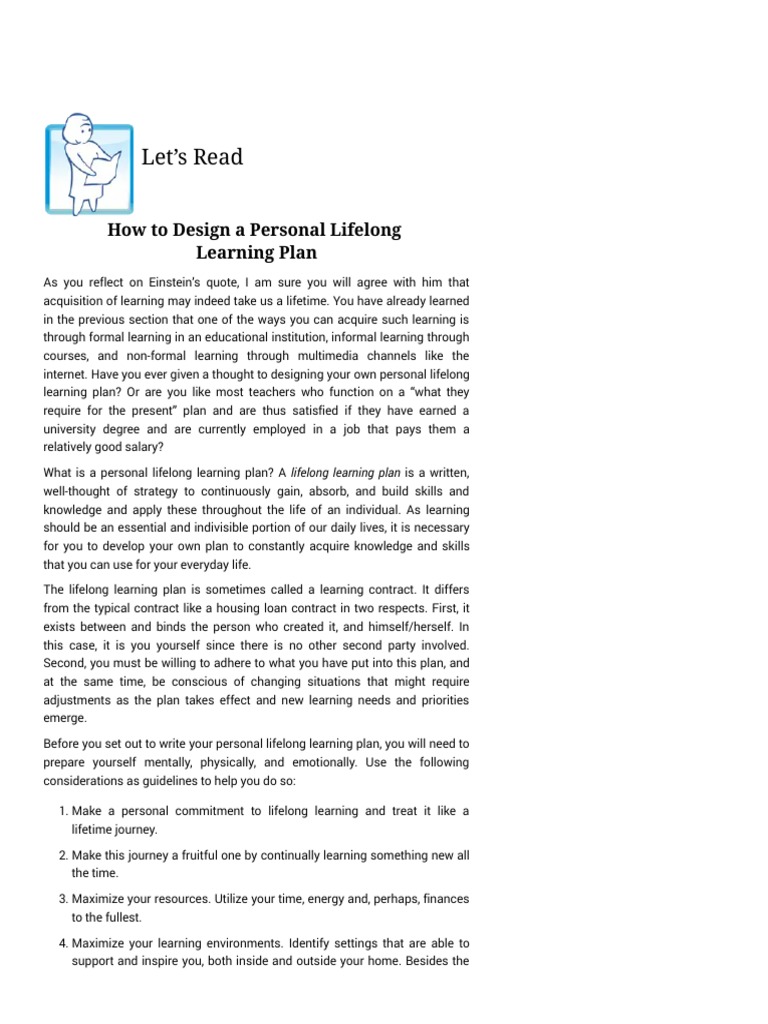 Create Your Lifelong Learning Plan Pdf Lifelong Learning Learning