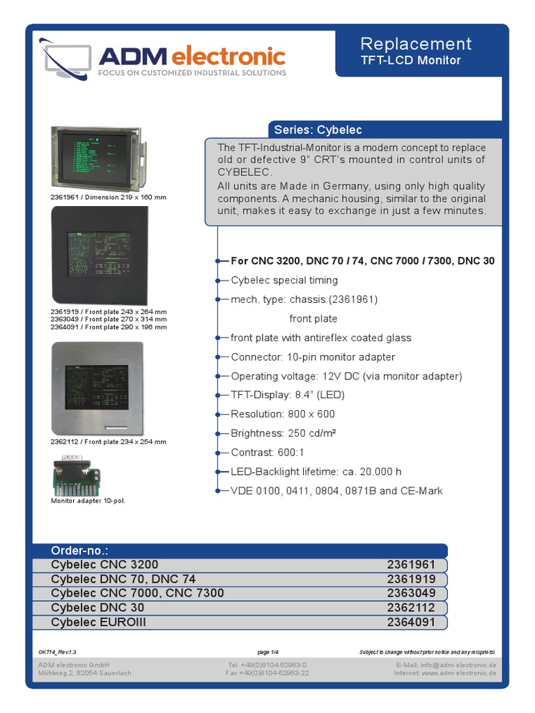 Industrial Monitor Cybelec Control DNC CNC | PDF | Computer Monitor ...