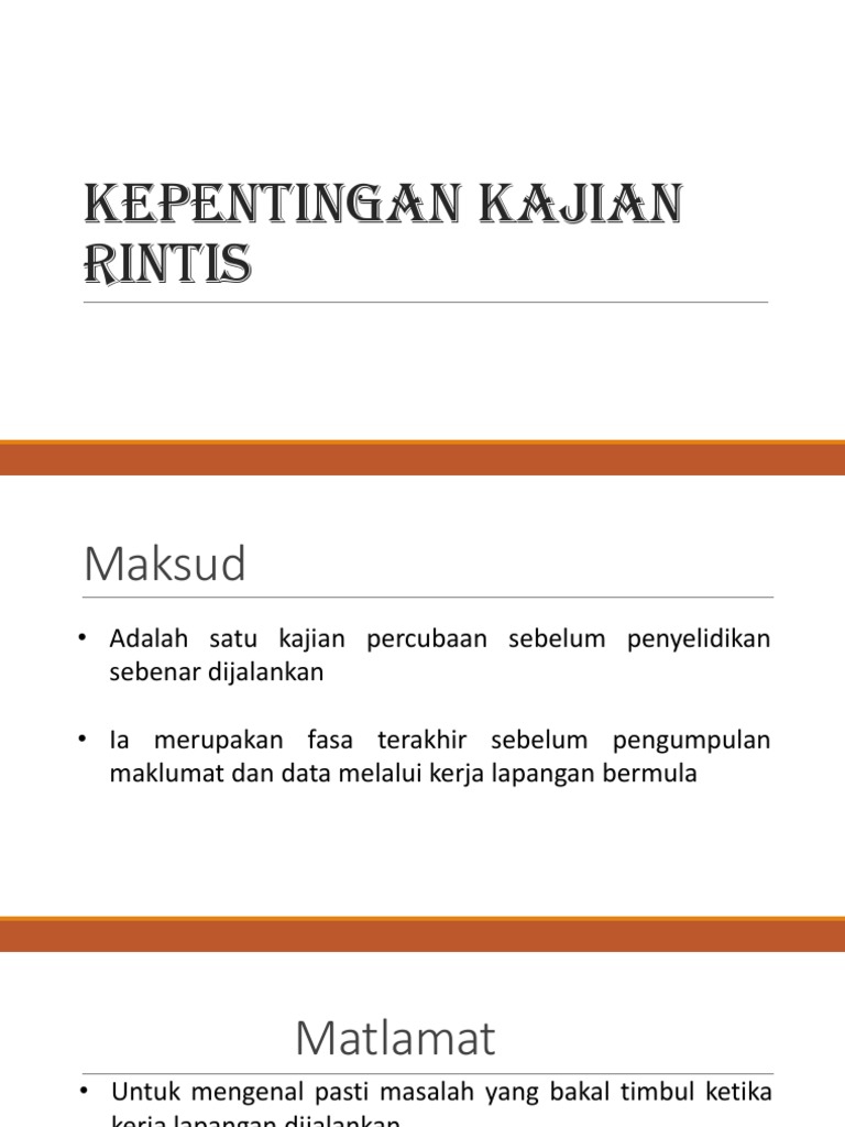 Kepentingan Kajian Rintis | PDF