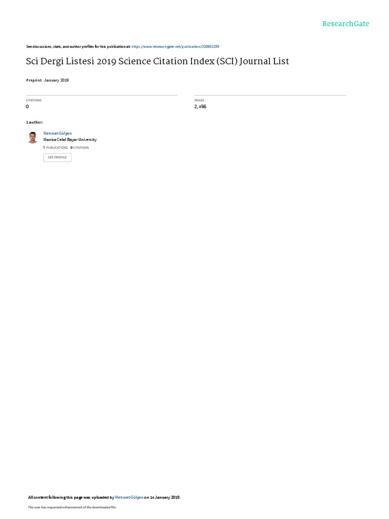 Science Citation Index Sci Journal List 2019 | PDF | International ...