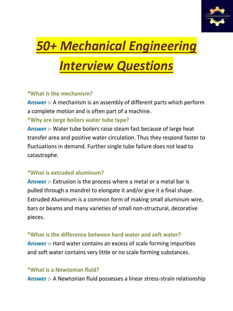 50+ Mechanical Engineering Interview Questions | PDF | Bearing (Mechanical) | Nuclear Reactor