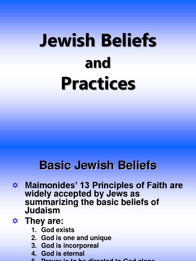 Intro to Jewish Beliefs & Practices | PDF | Jewish Prayer | Hebrew ...